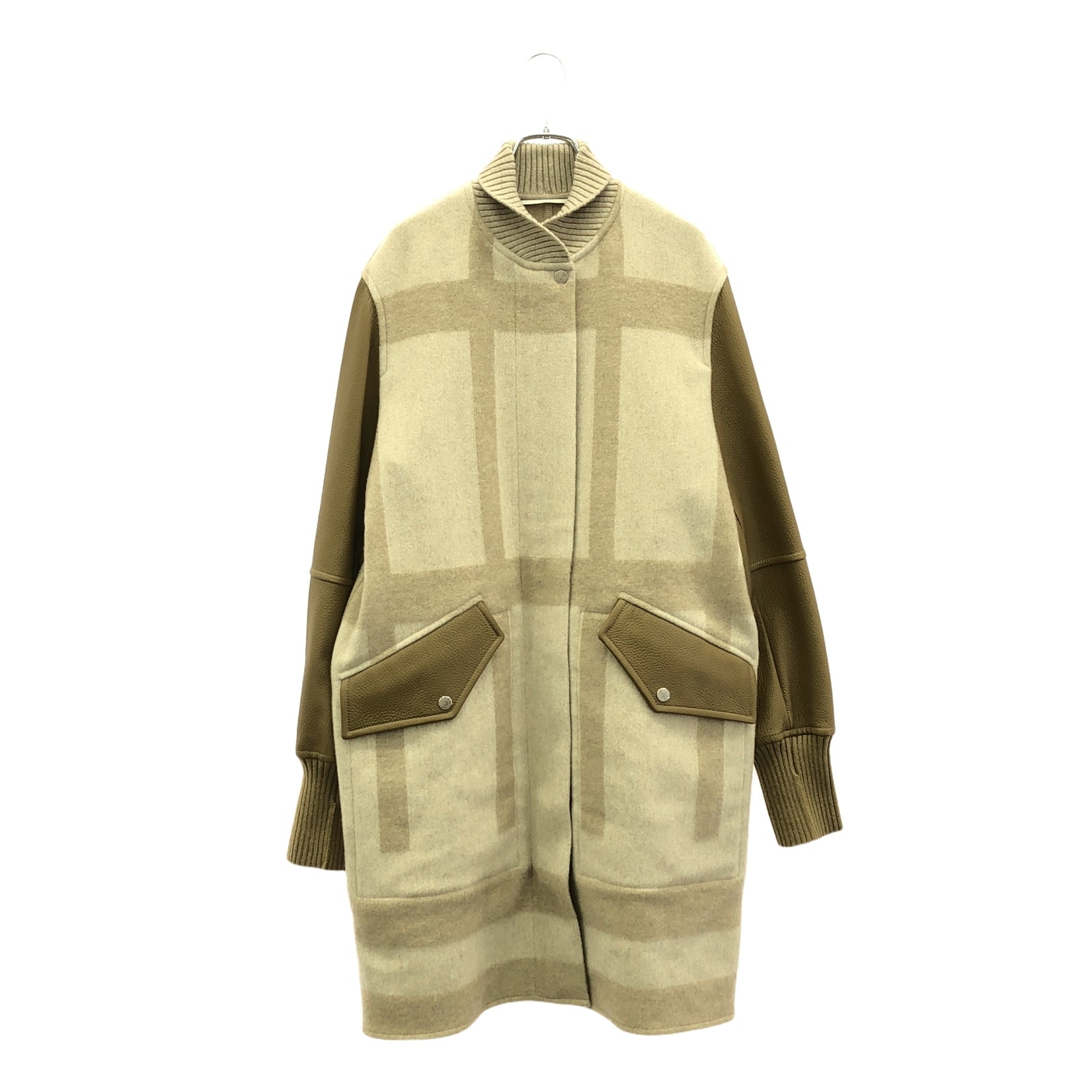 エルメス HERMES アウター カシミヤ ベージュ シルバー ロゴ ダウン