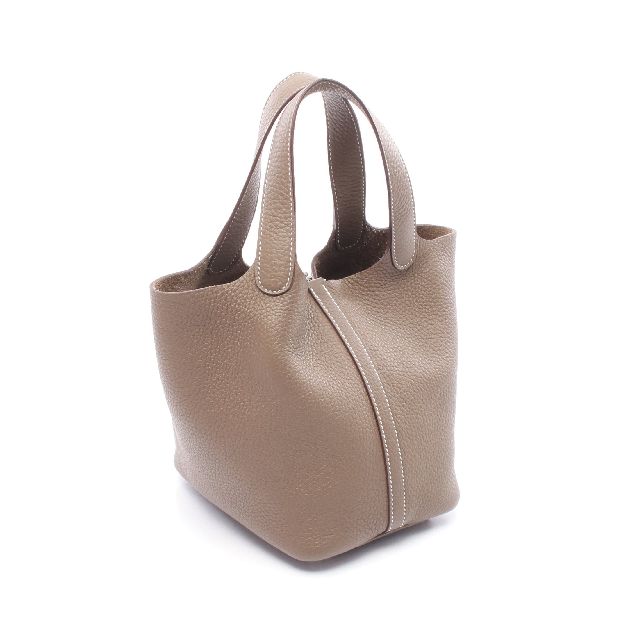 エルメス HERMES  ピコタンロックPM エトープ シルバー金具  ハンドバッグ トリヨン 中古 ピコタンロックPM エトゥープ ハンドバッグ トリヨンクレマンス グレー