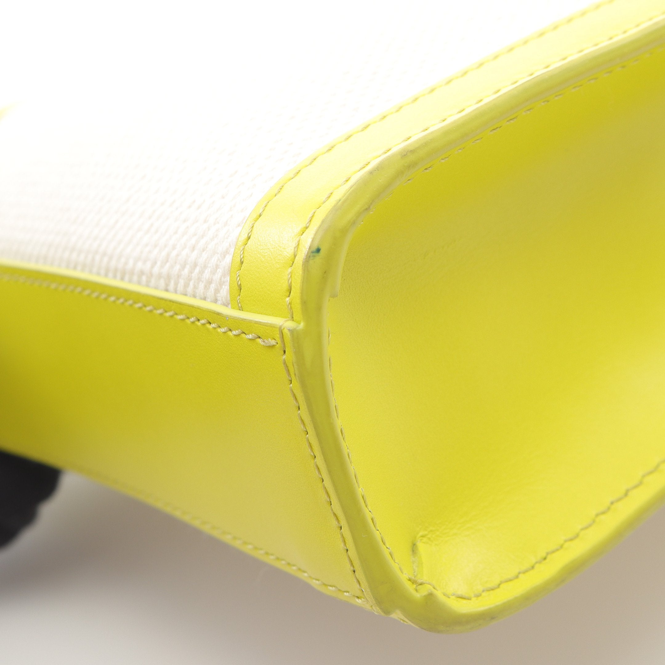 ミニ バーティカルカバ ハンドバッグ キャンバス レザー アイボリー