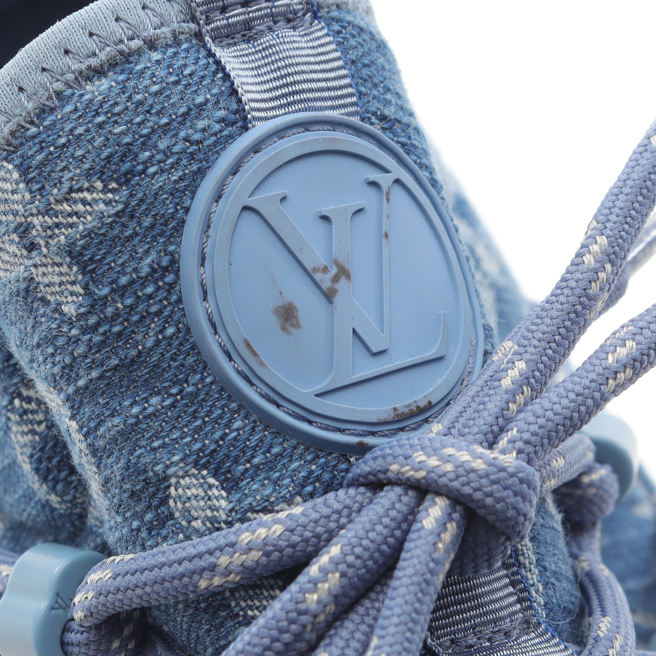 ファストレーン ライン モノグラムデニム スニーカー デニム ブルー