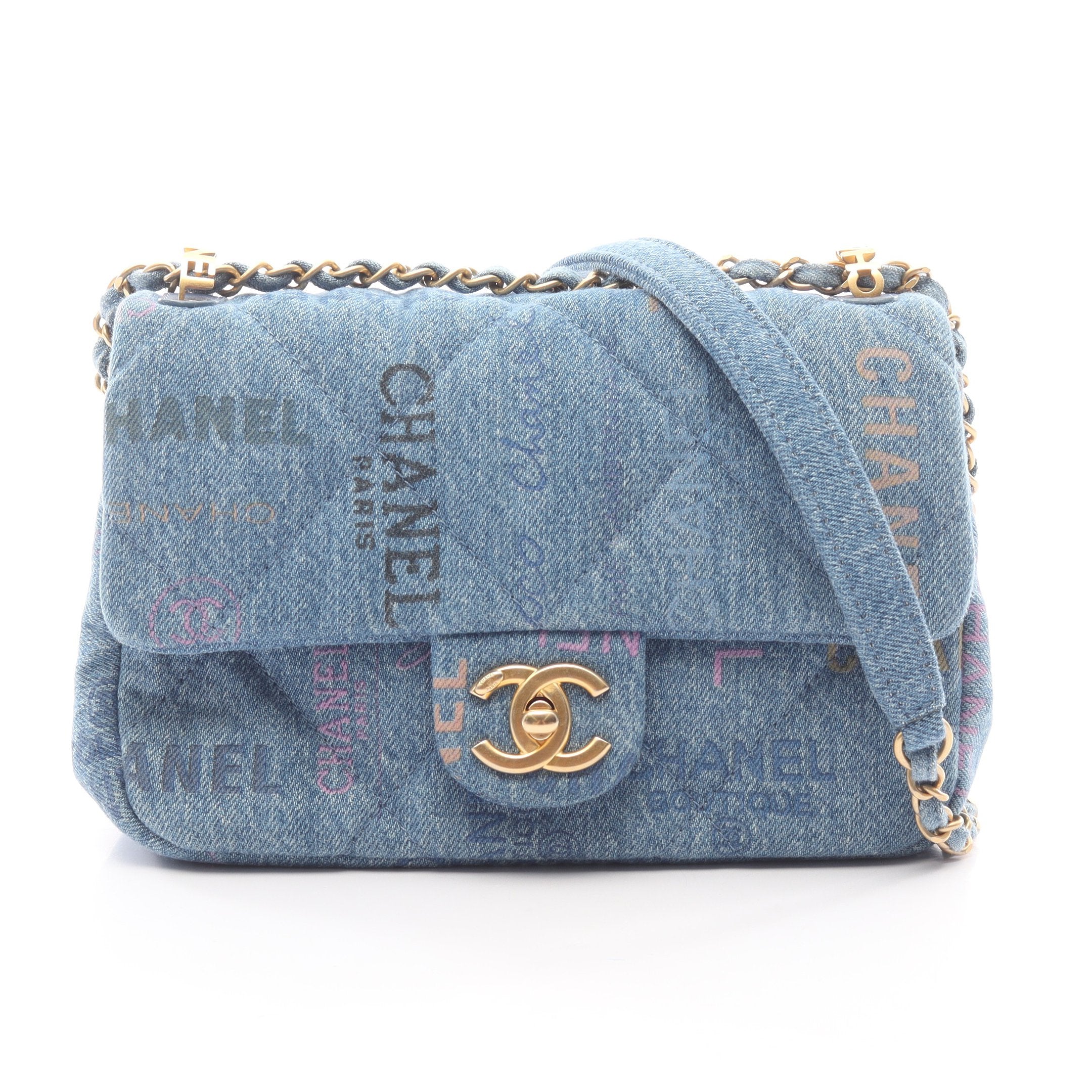 マトラッセ スモール フラップバッグ チェーンショルダーバッグ デニム