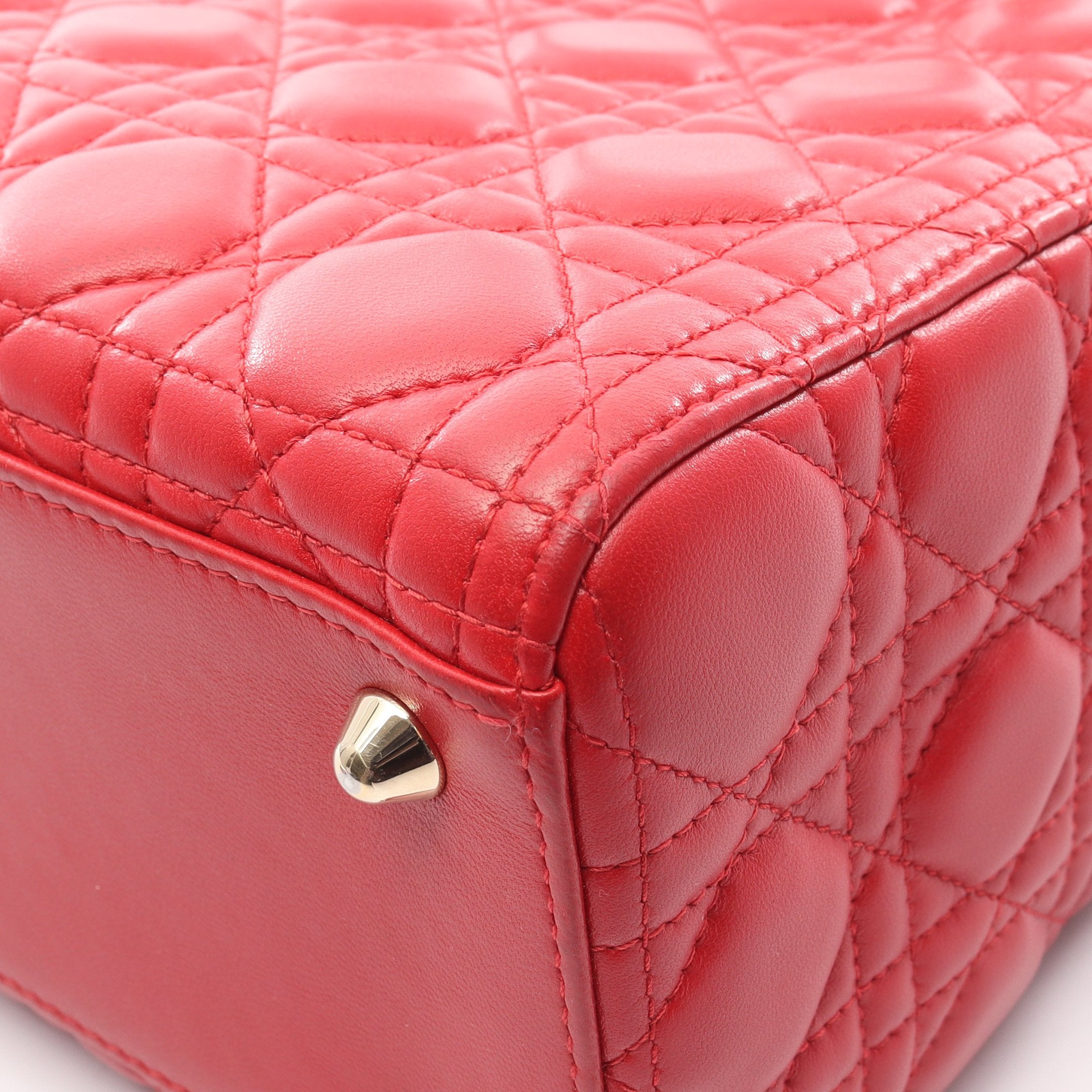 レディディオール ラージ カナージュ ハンドバッグ レザー レッド 2WAY